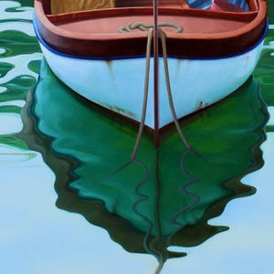 Little Red Rowboat in Green Bay, Print on Canvas From My Original Oil ...