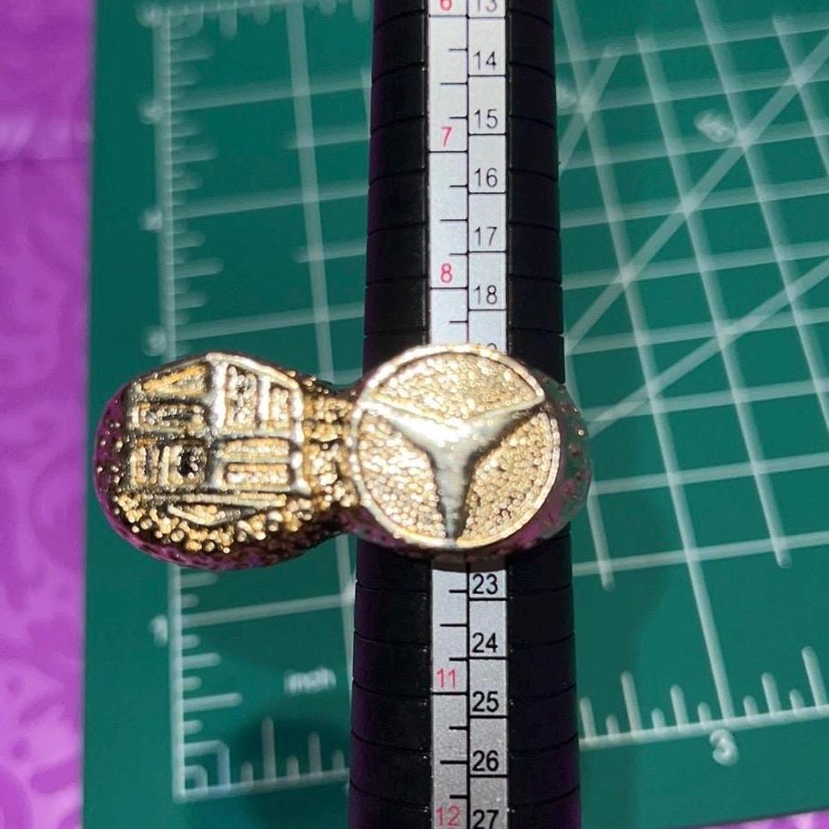 NOS Vintage Gold Tone Mercedes Benz Signet Double Ring Size 11/9 - Etsy
