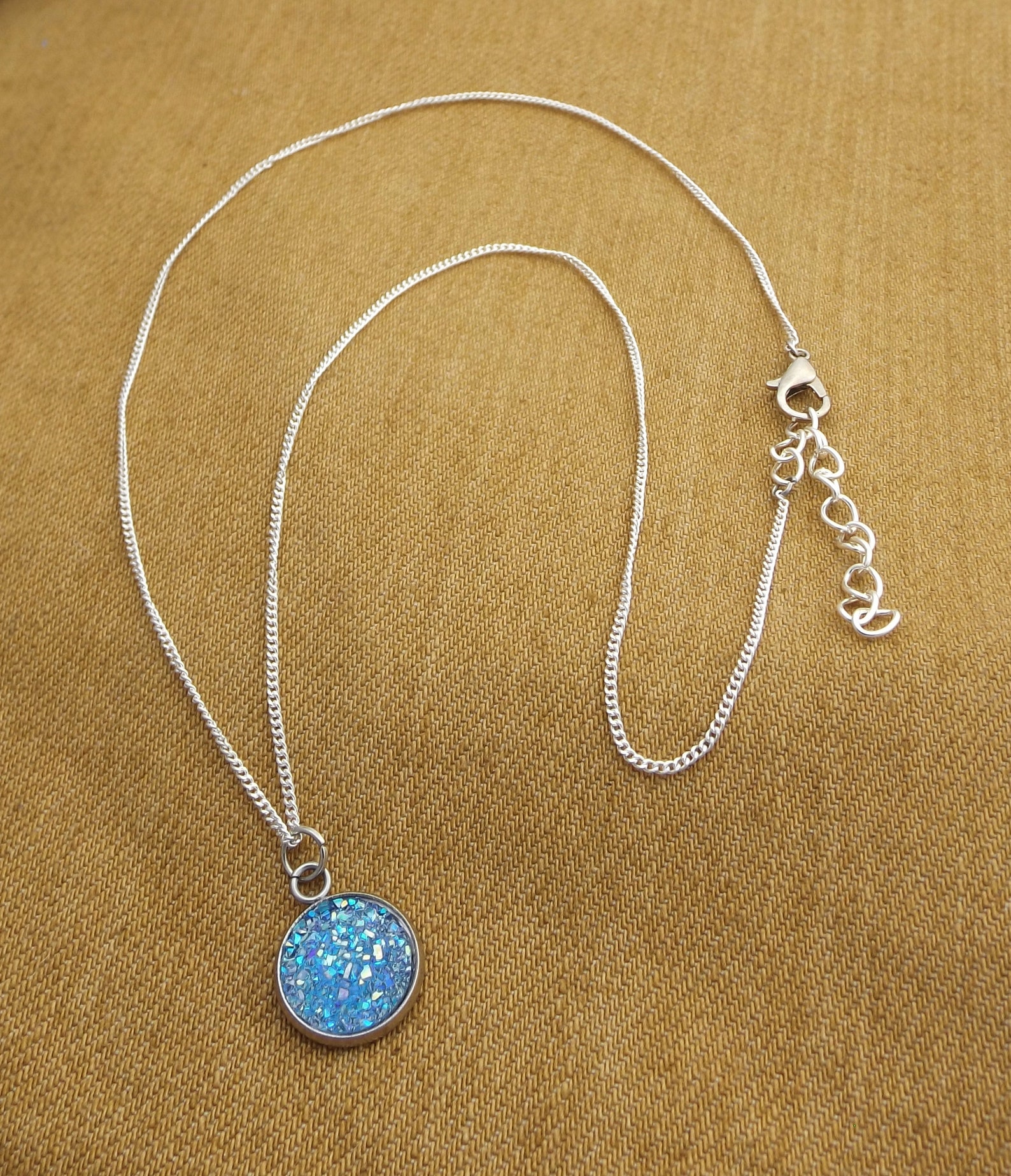 Light Blue Resin Crystal Style Necklace & Drop Earrings - Etsy