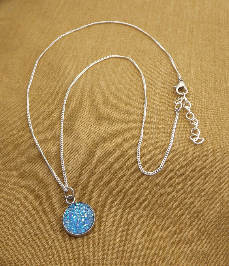 Light Blue Resin Crystal Style Necklace & Drop Earrings | Etsy