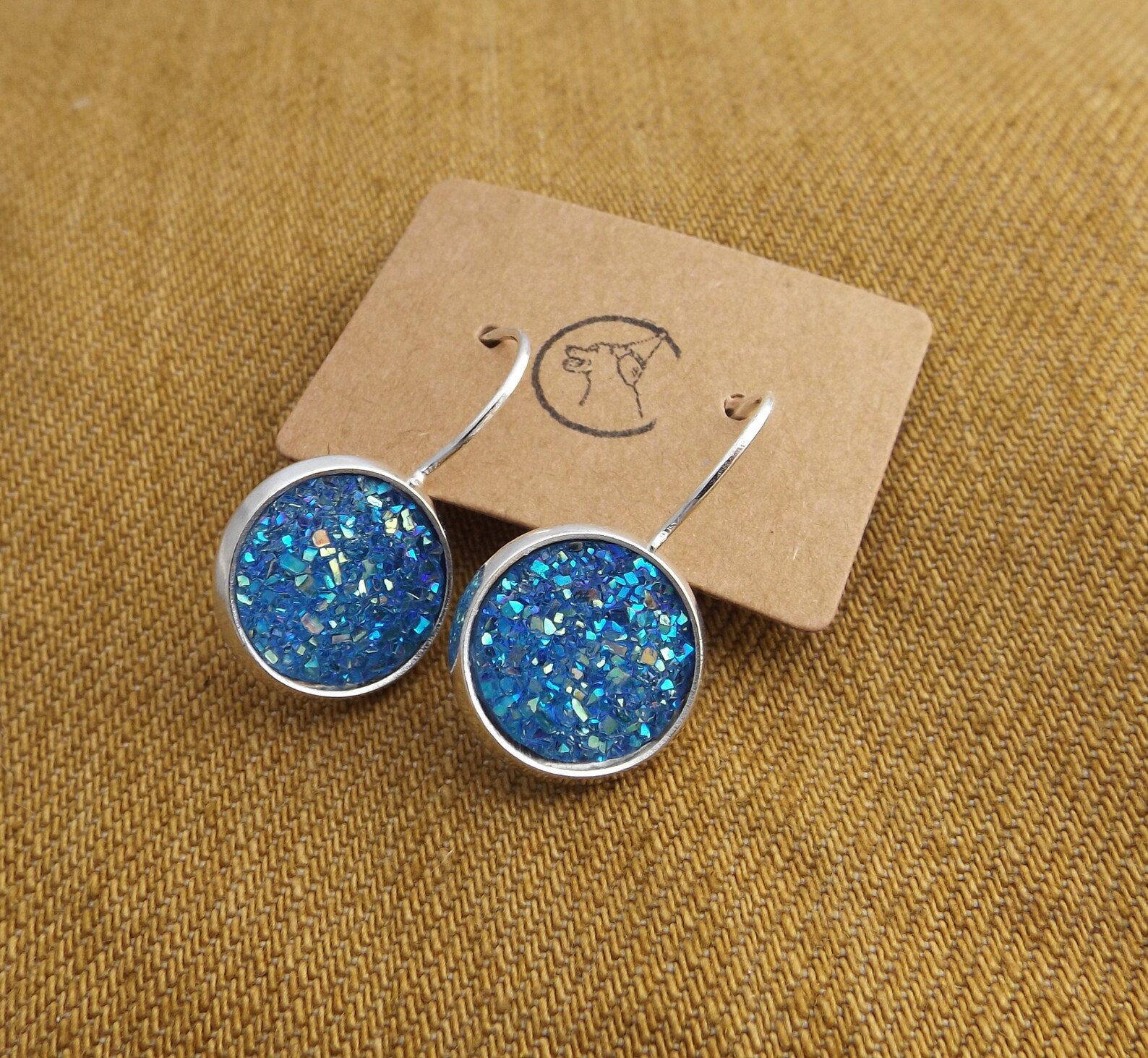 Light Blue Resin Crystal Style Necklace & Drop Earrings | Etsy