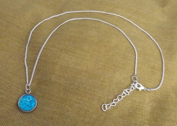 Turquoise Blue Resin Crystal Style Necklace & Drop Earrings - Etsy