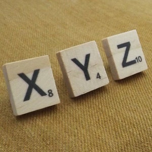 Scrabble Tile Style Letter Pins - A-Z Wood Lapel Pin Badges - Gaming ...