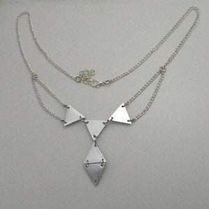 Large Triangular Prism Tie Necklace Statement Bib Collar on Silver ...