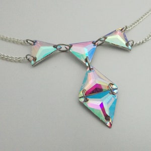 Large Triangular Prism Tie Necklace Statement Bib Collar on Silver ...