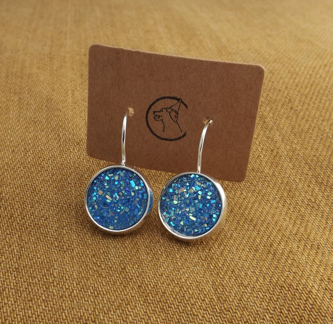 Light Blue Resin Crystal Style Necklace & Drop Earrings - Etsy