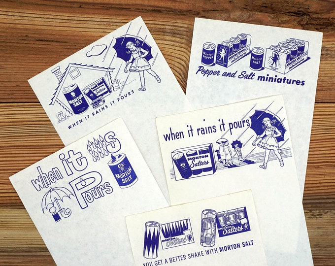 Vintage Morton Salt Paper Sheets - Set of 10 | Umbrella Girl Note Paper ...