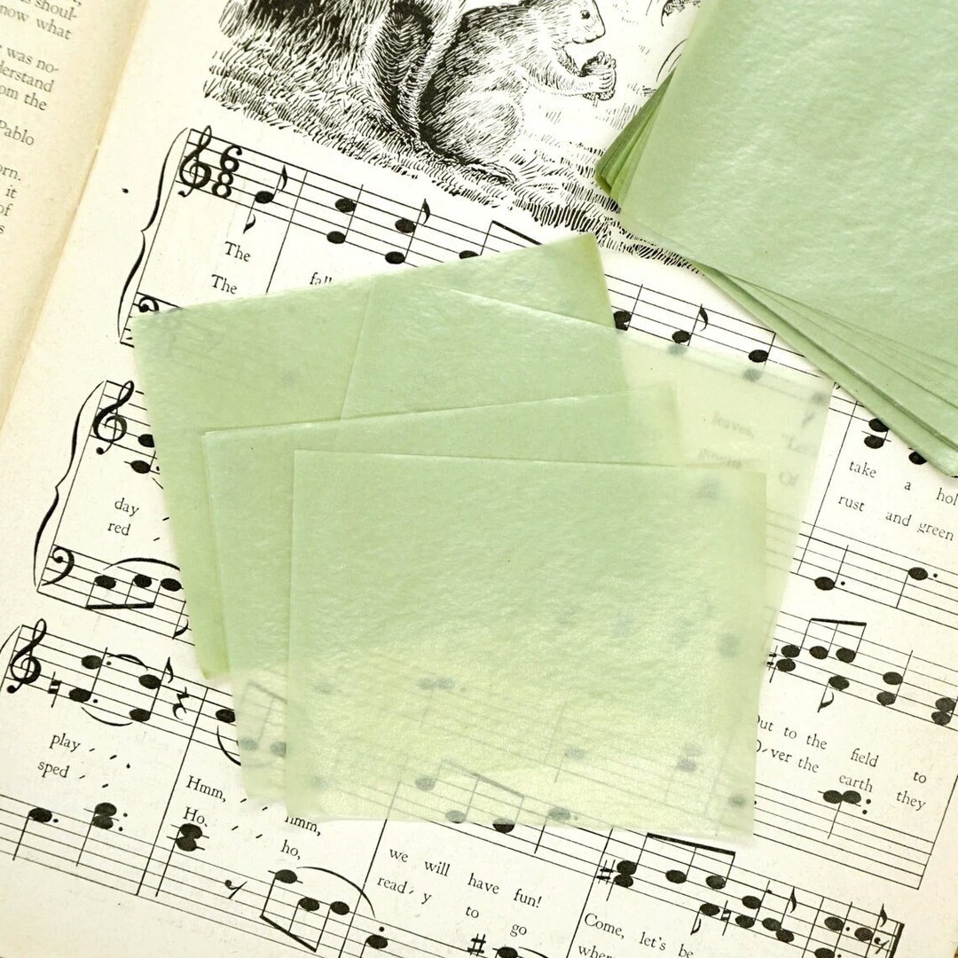 1920s Vintage Green Glassine Paper Sheets - Set of 10 | Mixed Media ...