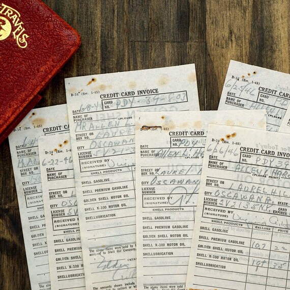 Vintage Shell Gas Handwritten Invoices 1940s Set of 2 - Etsy