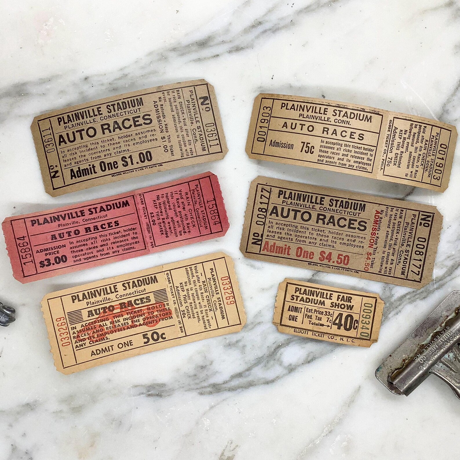 Vintage Auto Races Plainville Stadium Tickets Set of 6 Auto Racing ...
