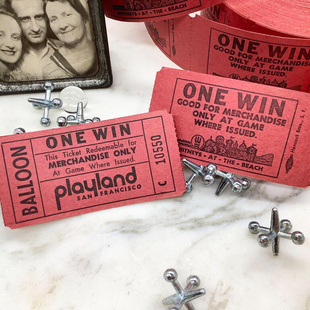 Vintage Whitneys Playland Balloon Ticket | Amusement Park Redemption ...