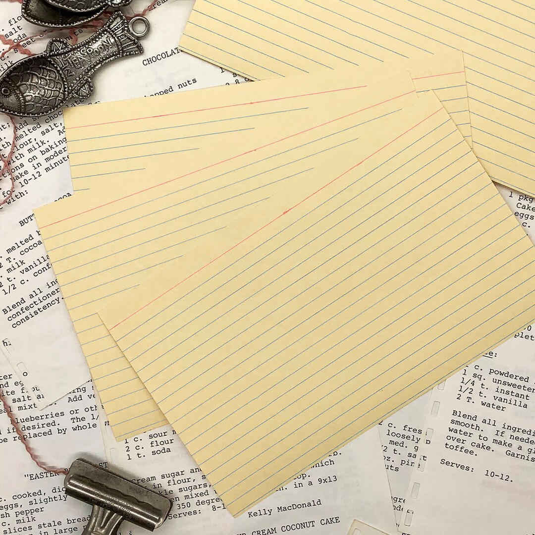 Vintage Index Cards - Set of 10 | 8x5 Large Lined Index Cards | Ruled ...