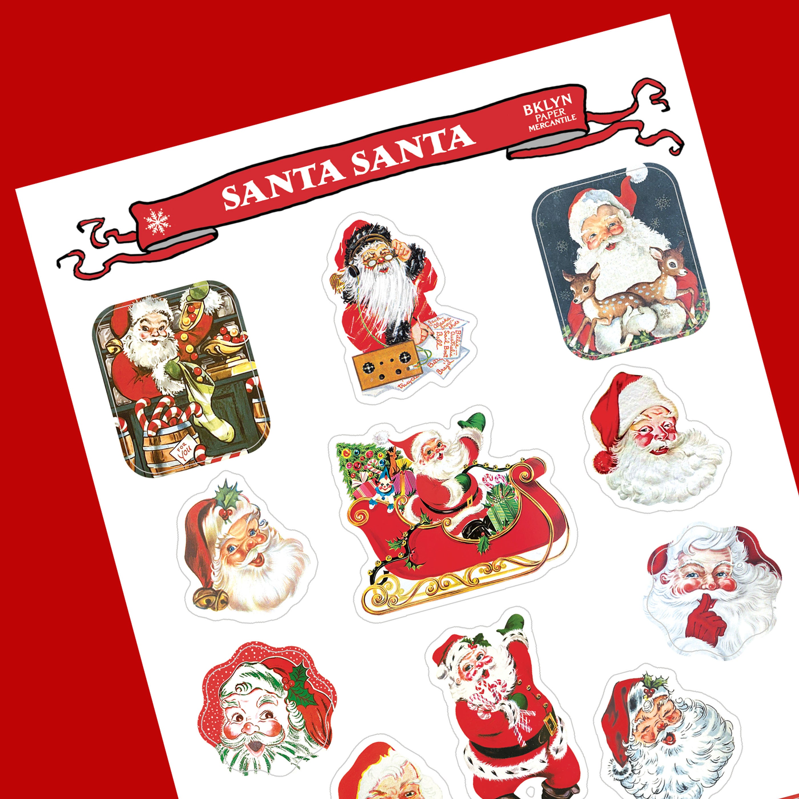 Santa Stickers Set of 28 Cute Santa Vintage Christmas - Etsy