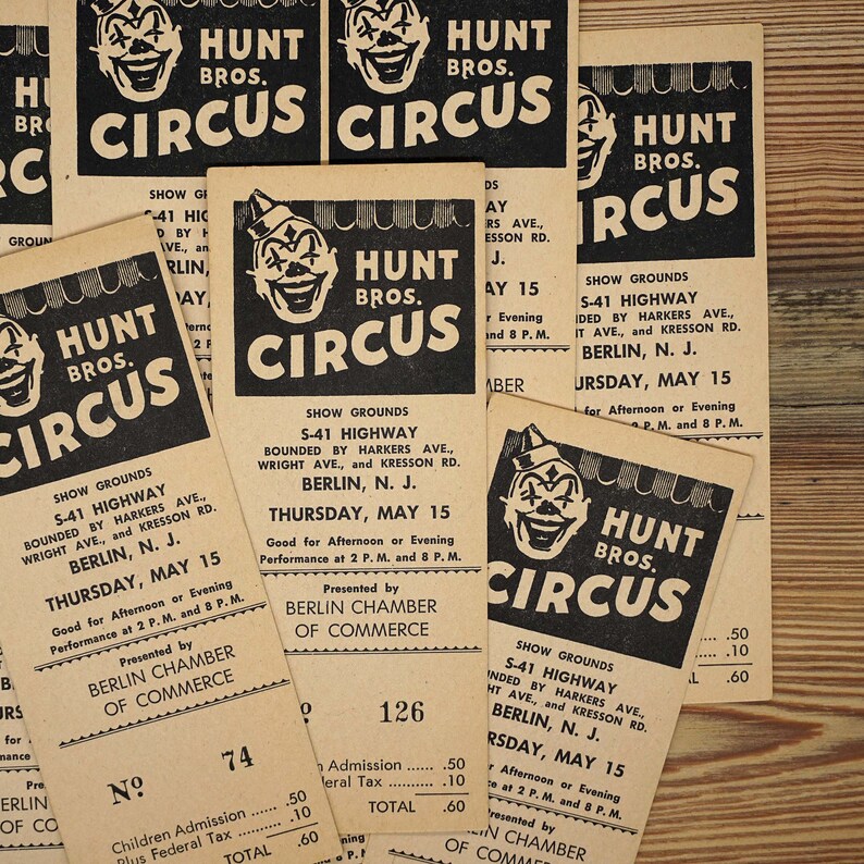 Vintage Circus Ticket Hunt Bros 1950s Retro Circus - Etsy