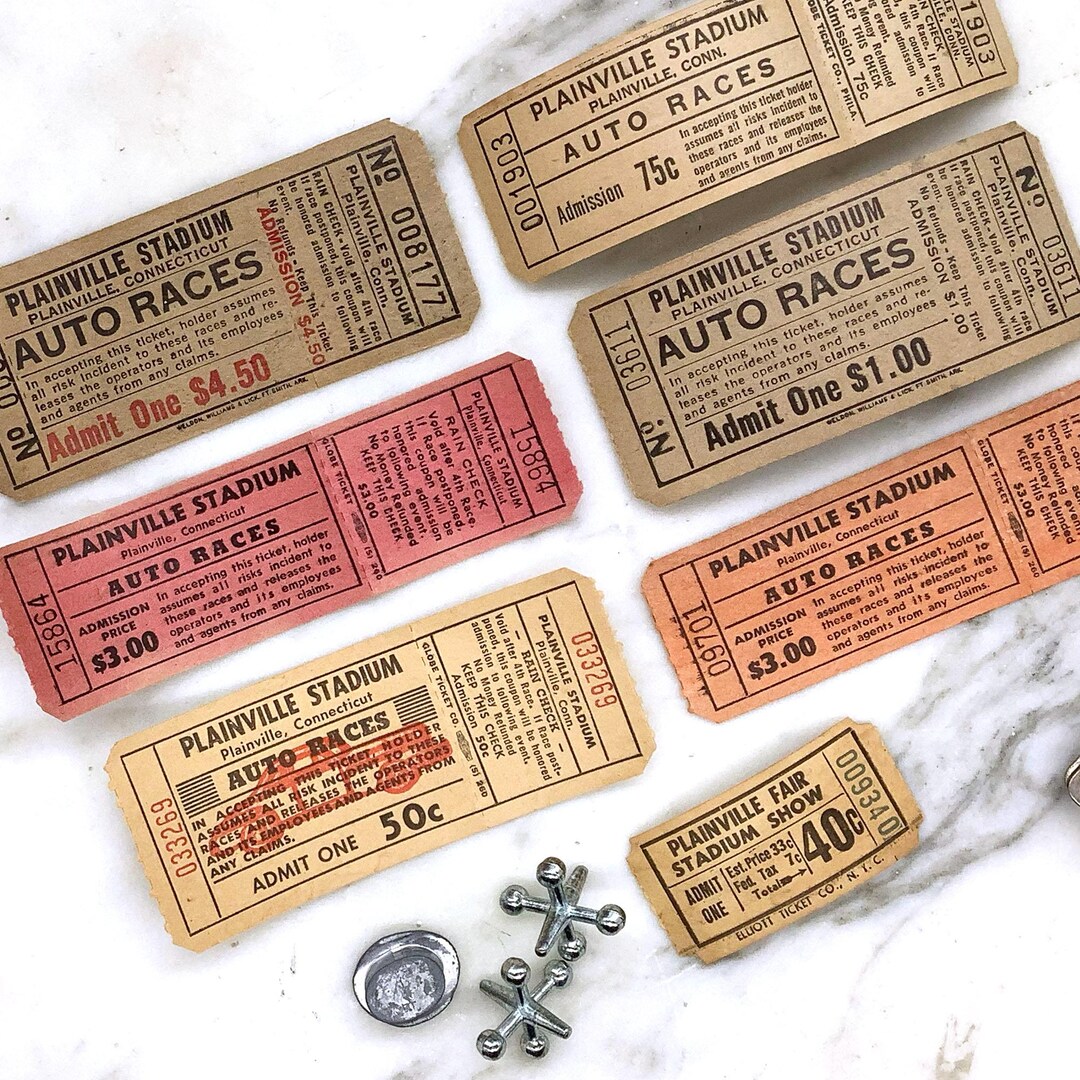 Vintage Auto Races Plainville Stadium Tickets - Set of 7 | Auto Racing ...