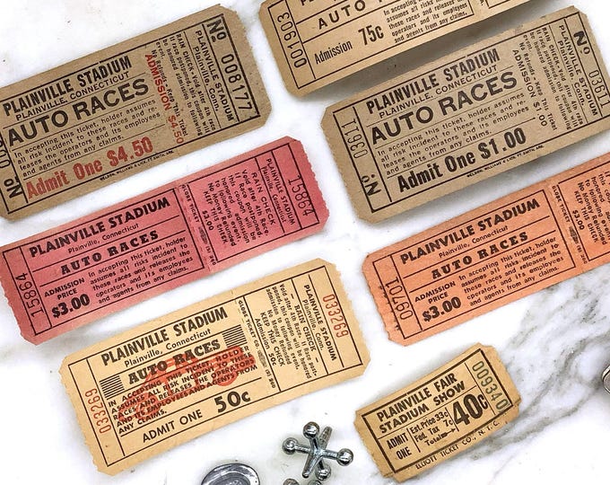 Vintage Auto Races Plainville Stadium Tickets - Set of 7 | Auto Racing ...