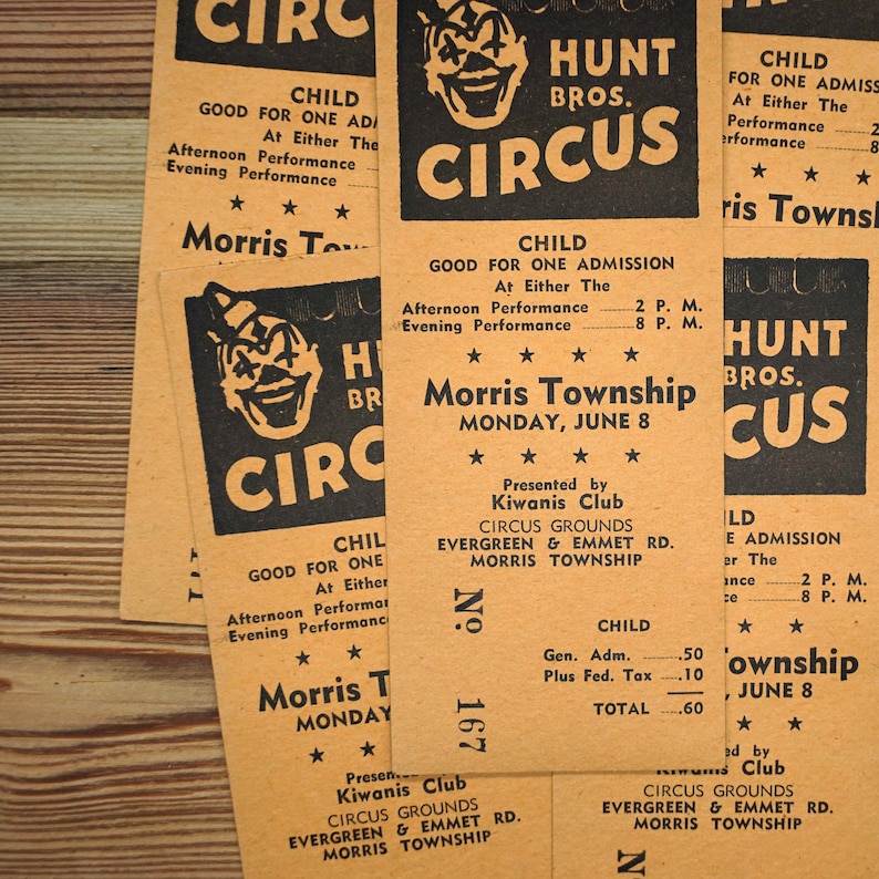 Vintage Circus Ticket Hunt Bros 1950s - Etsy