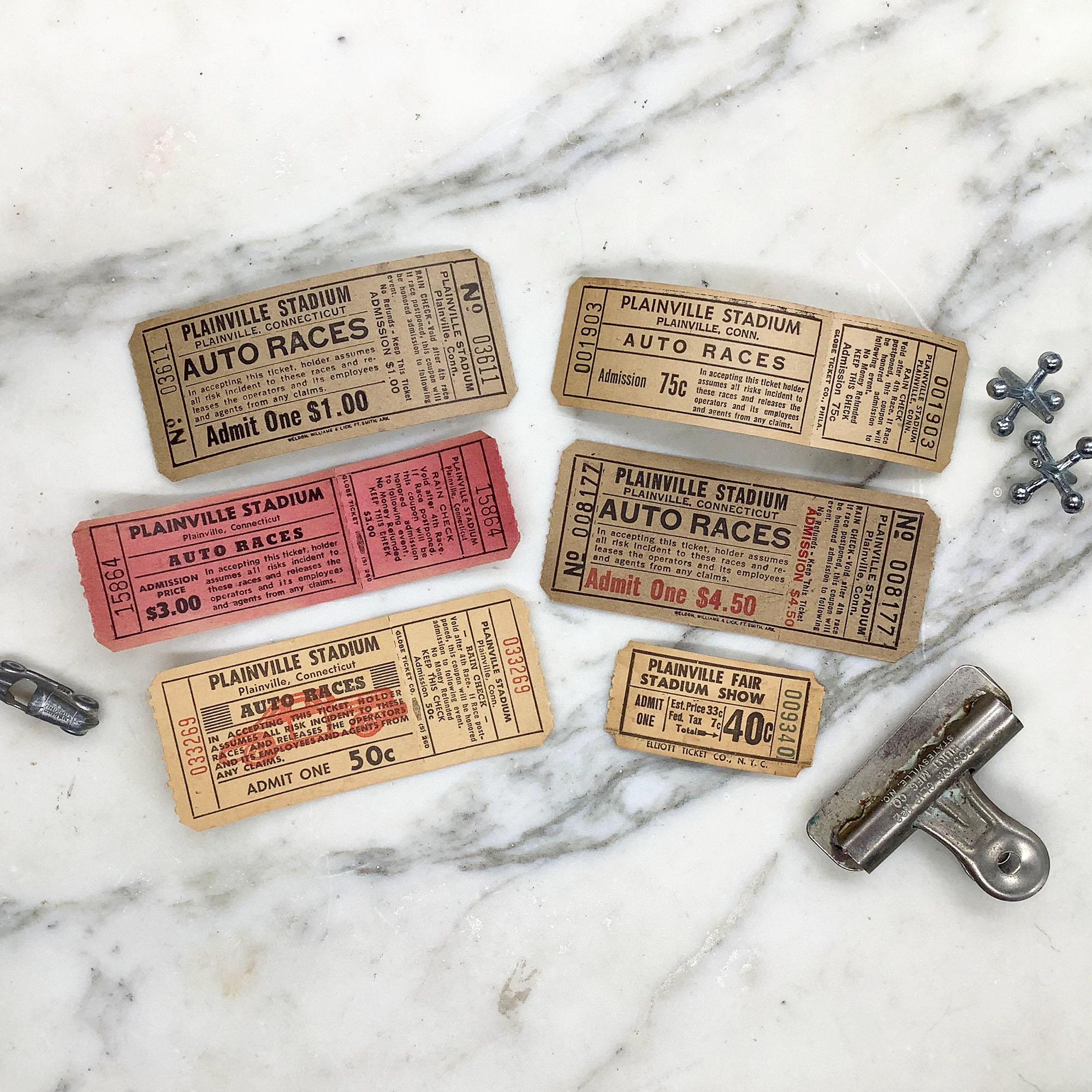 Vintage Auto Races Plainville Stadium Tickets Set of 6 Auto Racing ...