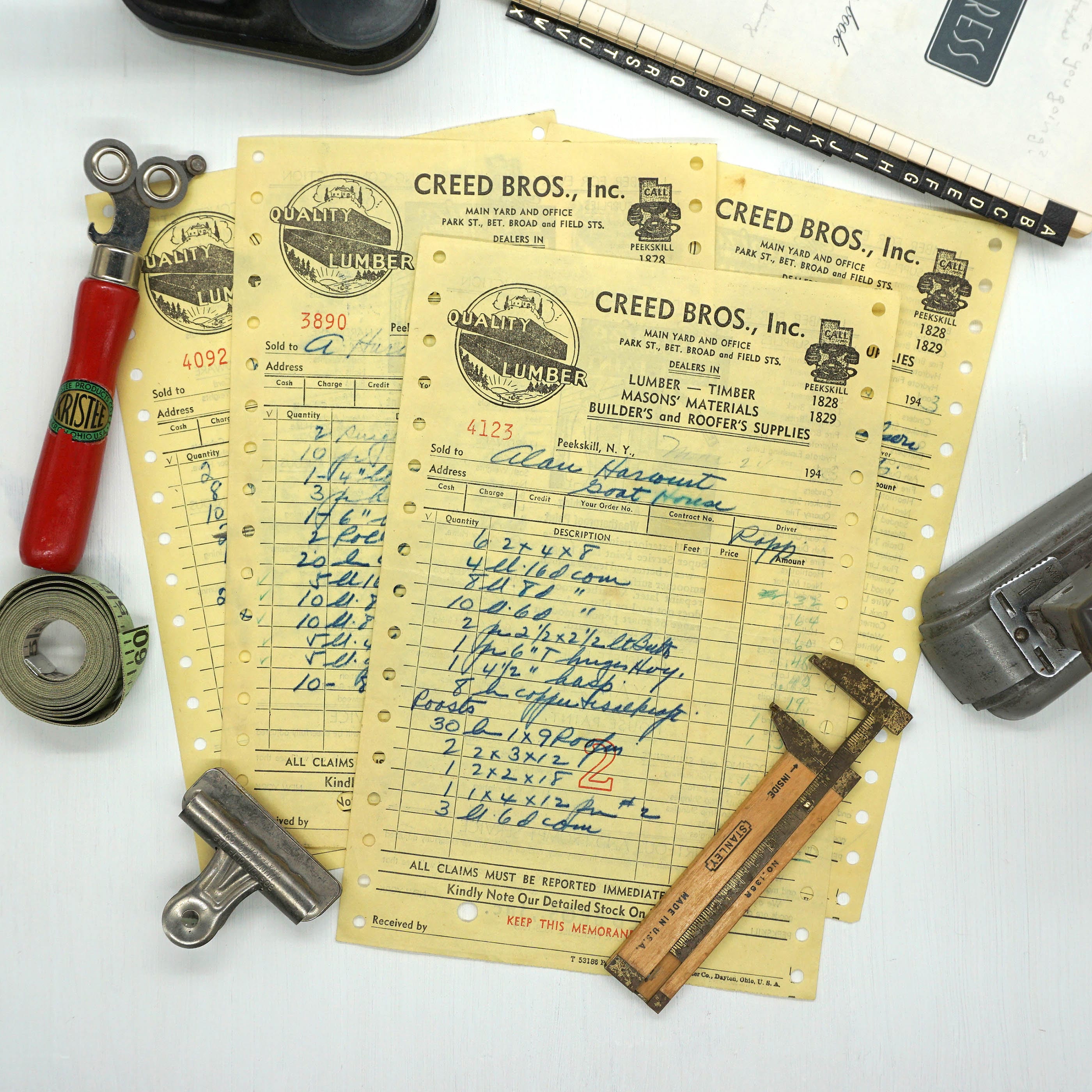 Vintage Handwritten Receipt 1940s Hardware Store Lumber Yard Receipt ...
