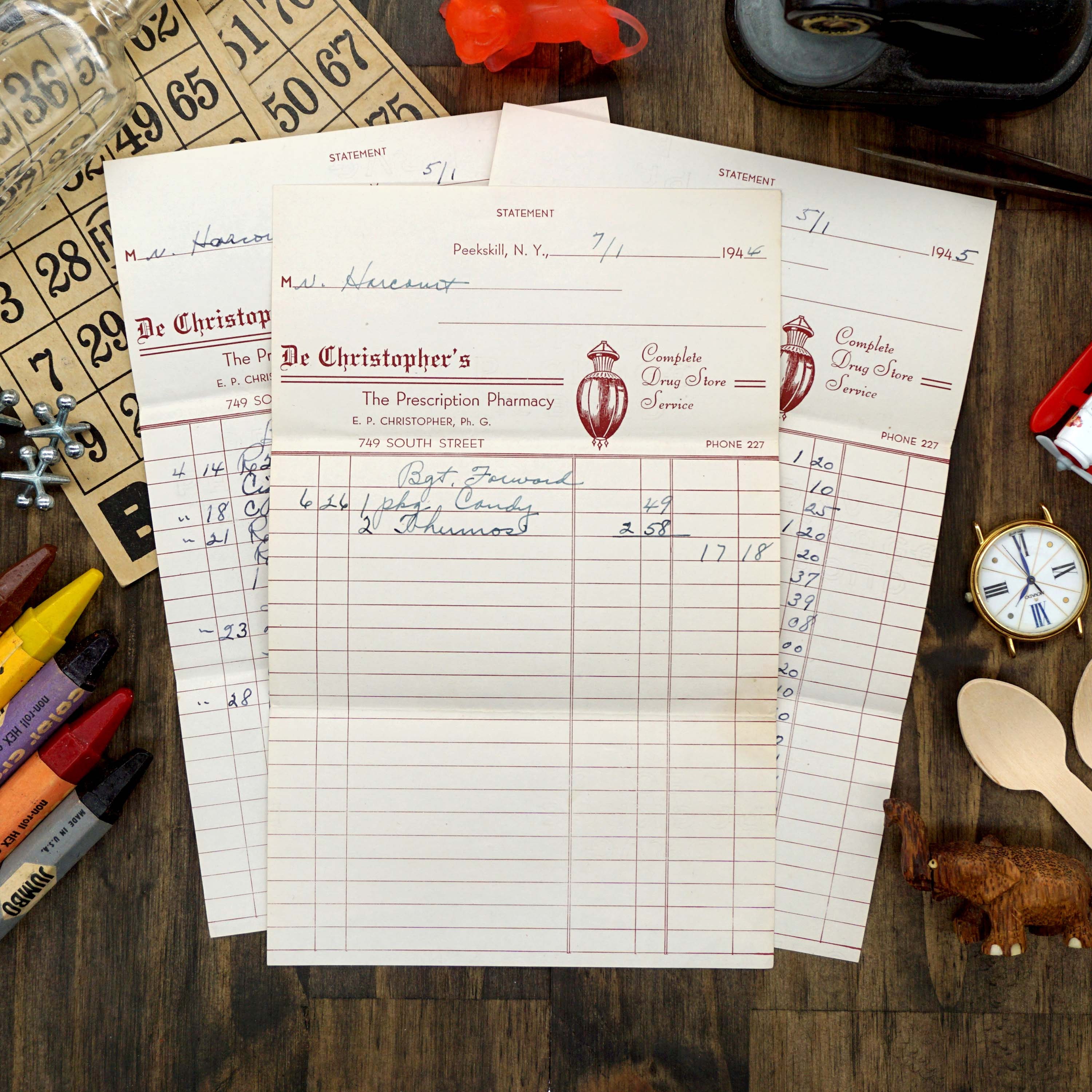 Vintage Handwritten Pharmacy Store Receipts 1940s Set of 3 Drug Store ...