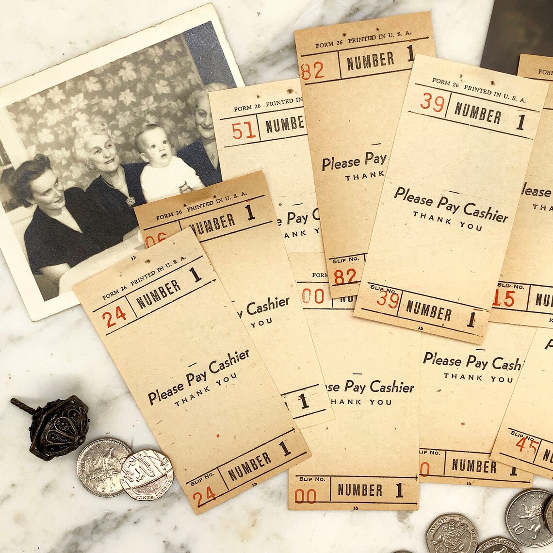 Vintage Barbershop Please Pay Cashier Tickets 1940s Set of 8 Barber ...