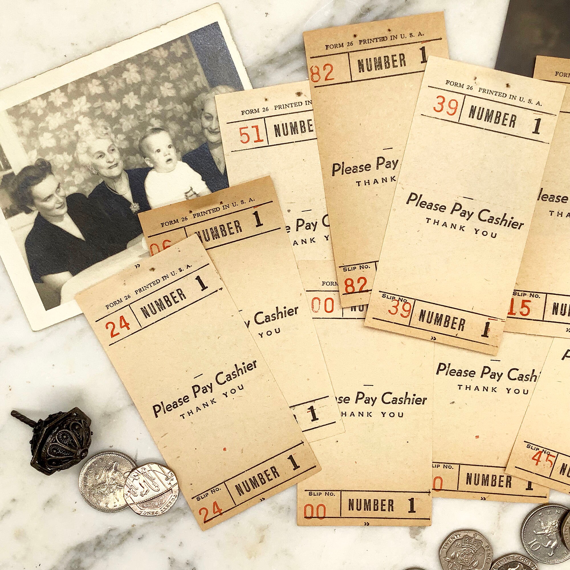 Vintage Barbershop Please Pay Cashier Tickets 1940s Set of 8 Barber ...