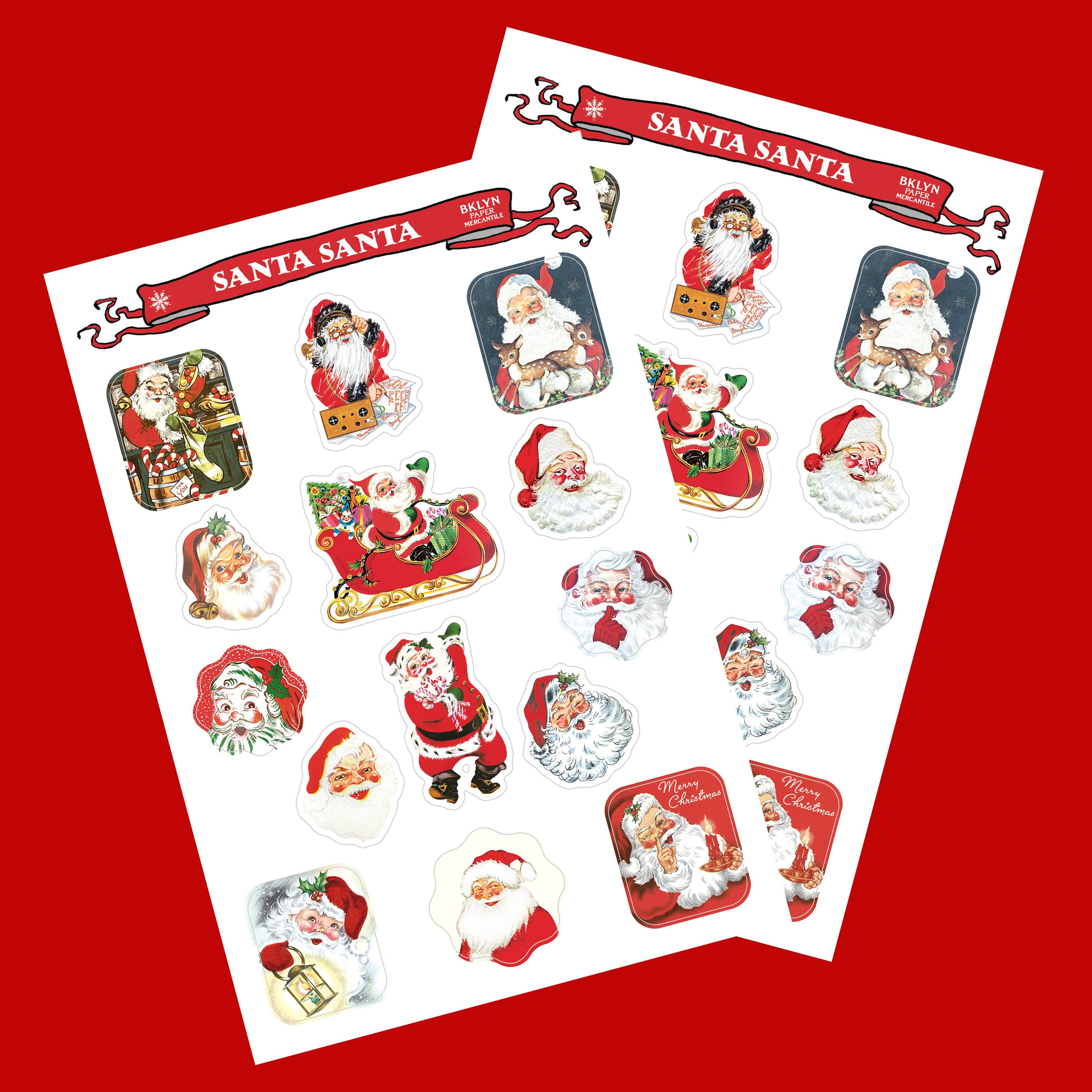 Santa Stickers Set of 28 Cute Santa Vintage Christmas - Etsy