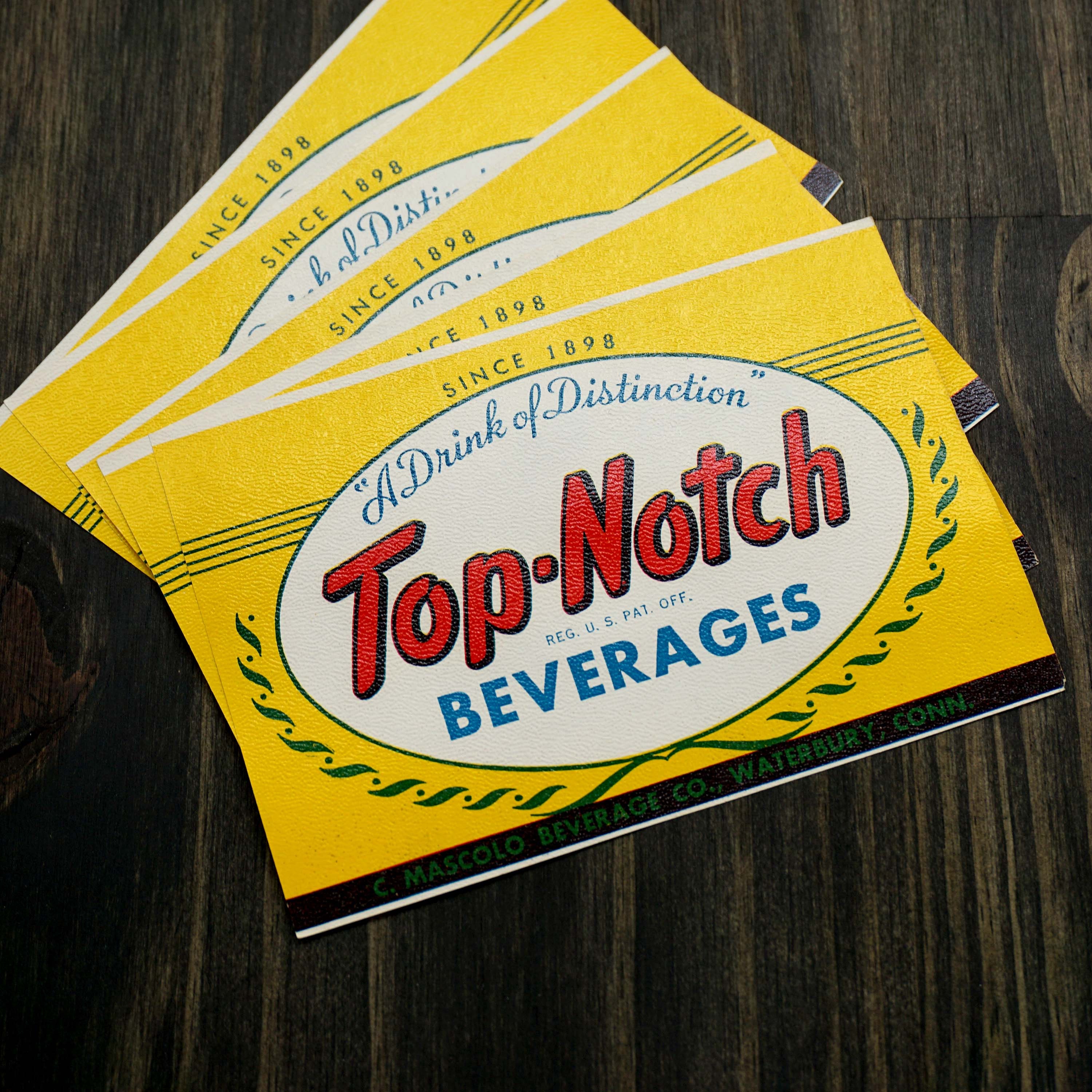 Vintage Top Notch Drink Labels Set of 5 Retro Soda Ephemera Embossed ...