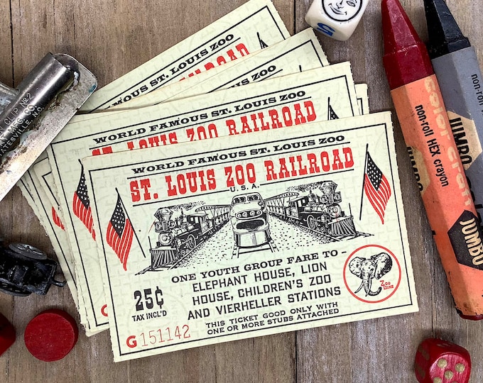 Vintage Zoo Railroad Ticket Miniature Railway Ticket St Louis Zoo ...
