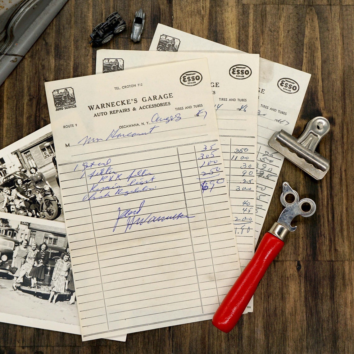 Vintage Handwritten Receipt 1940s Auto Garage Repair Service Invoice ...