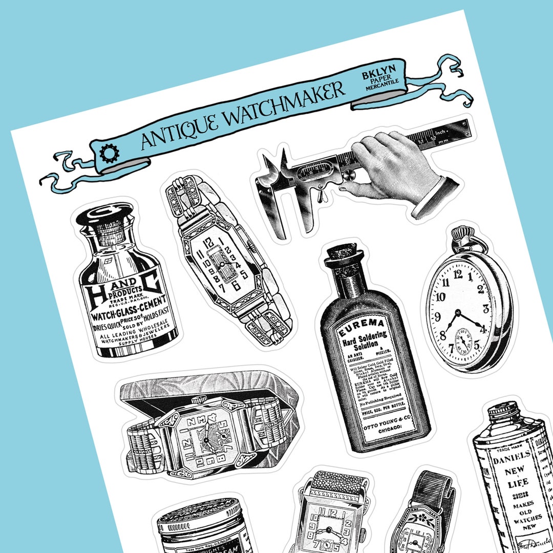 Watchmaker Stickers - Set of 24 | Clock Stickers | Vintage Watches ...