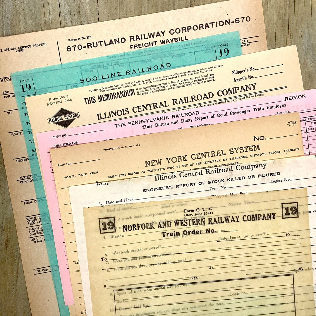 Vintage Railroad Ephemera Pack of 7 Railway Collectibles - Etsy
