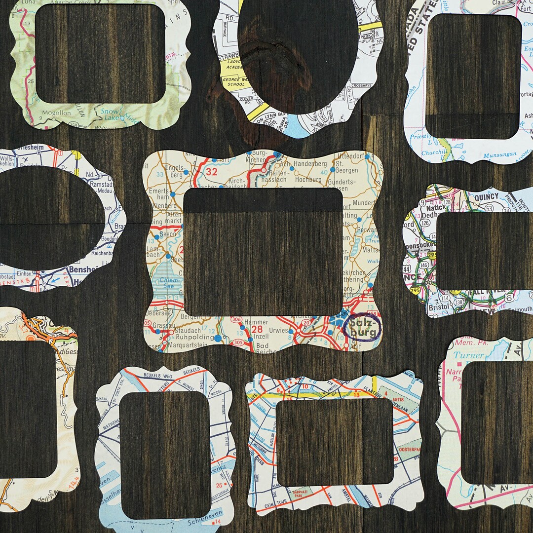 Die Cut Vintage Map Paper Frames Set of 10 Decorative Frames - Etsy