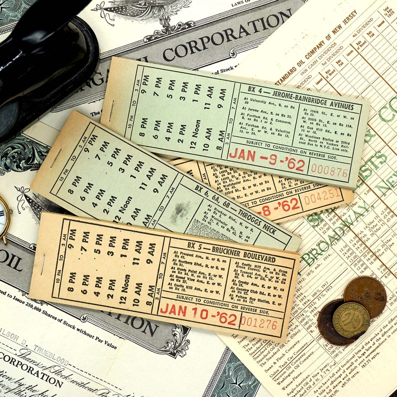 Vintage Pastel Bronx NYC Bus Tickets 1960s - Set of 4 | New York City ...