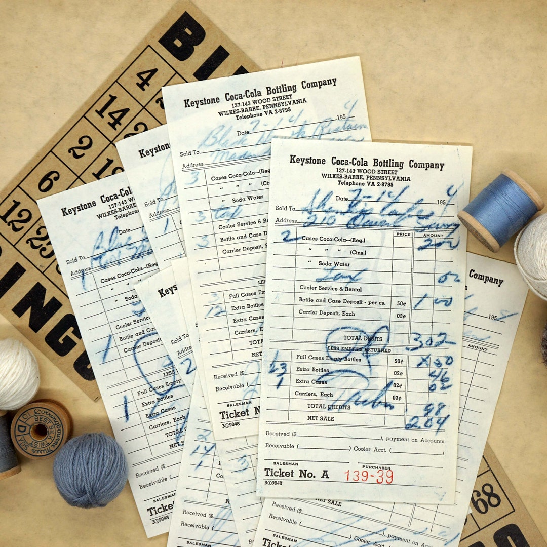 Vintage Handwritten Coke Receipts 1950s Set of 3 - Etsy