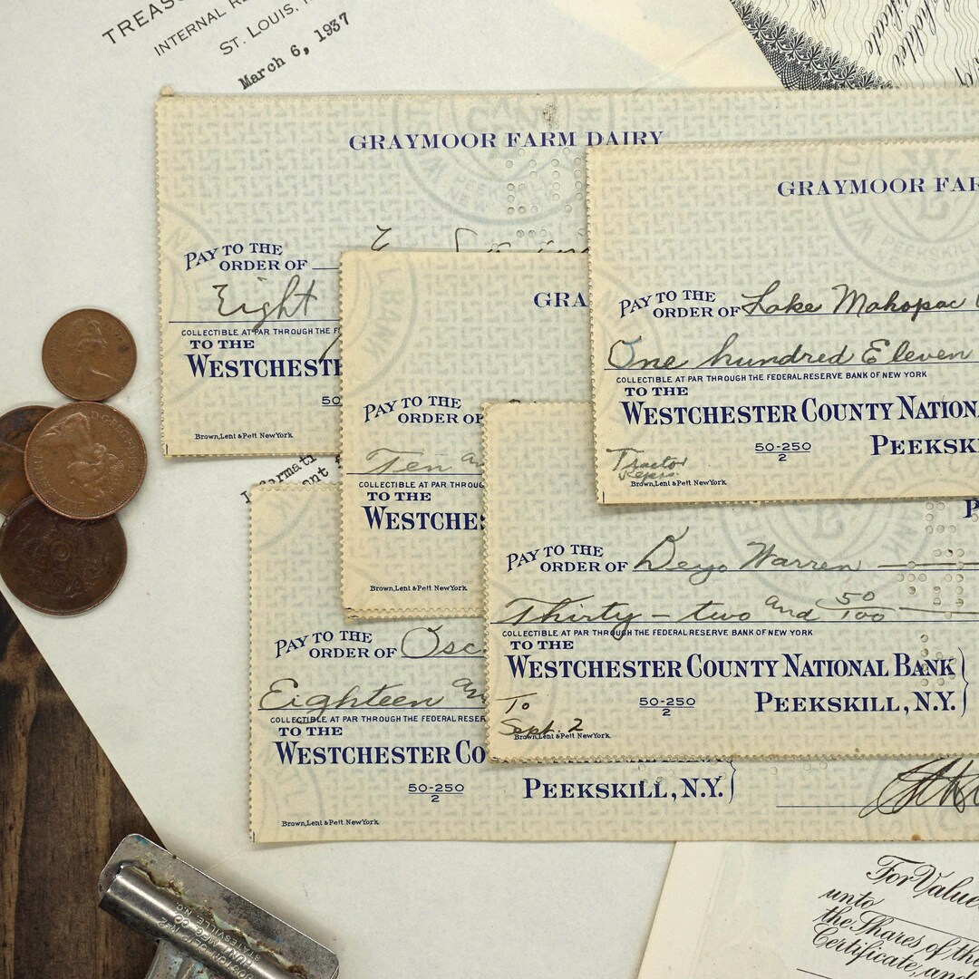 Vintage Diary Farm Checks 1930s Set of 5 - Etsy