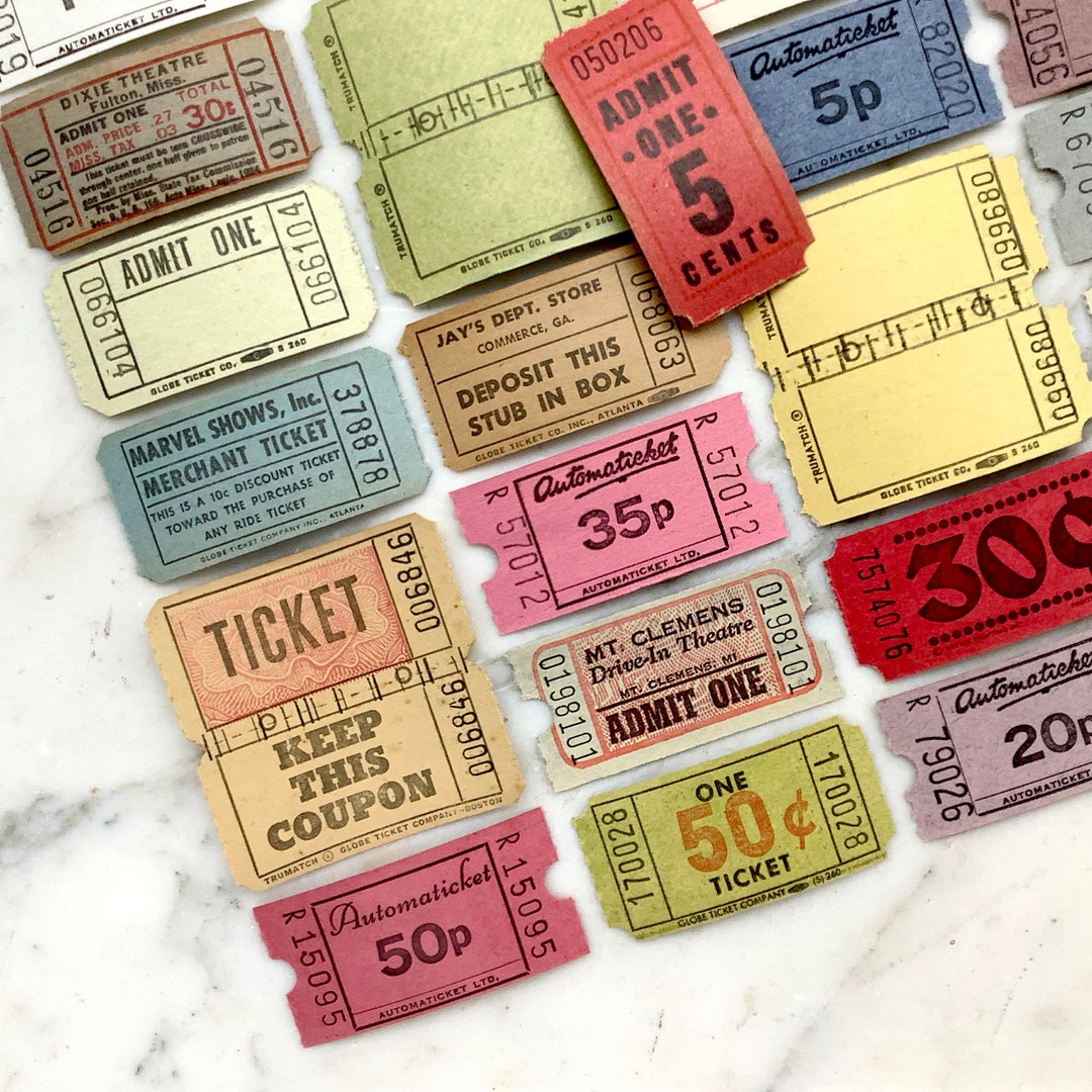 Vintage Ticket Pack - Set of 30 | Colorful Tickets | Retro Tickets ...