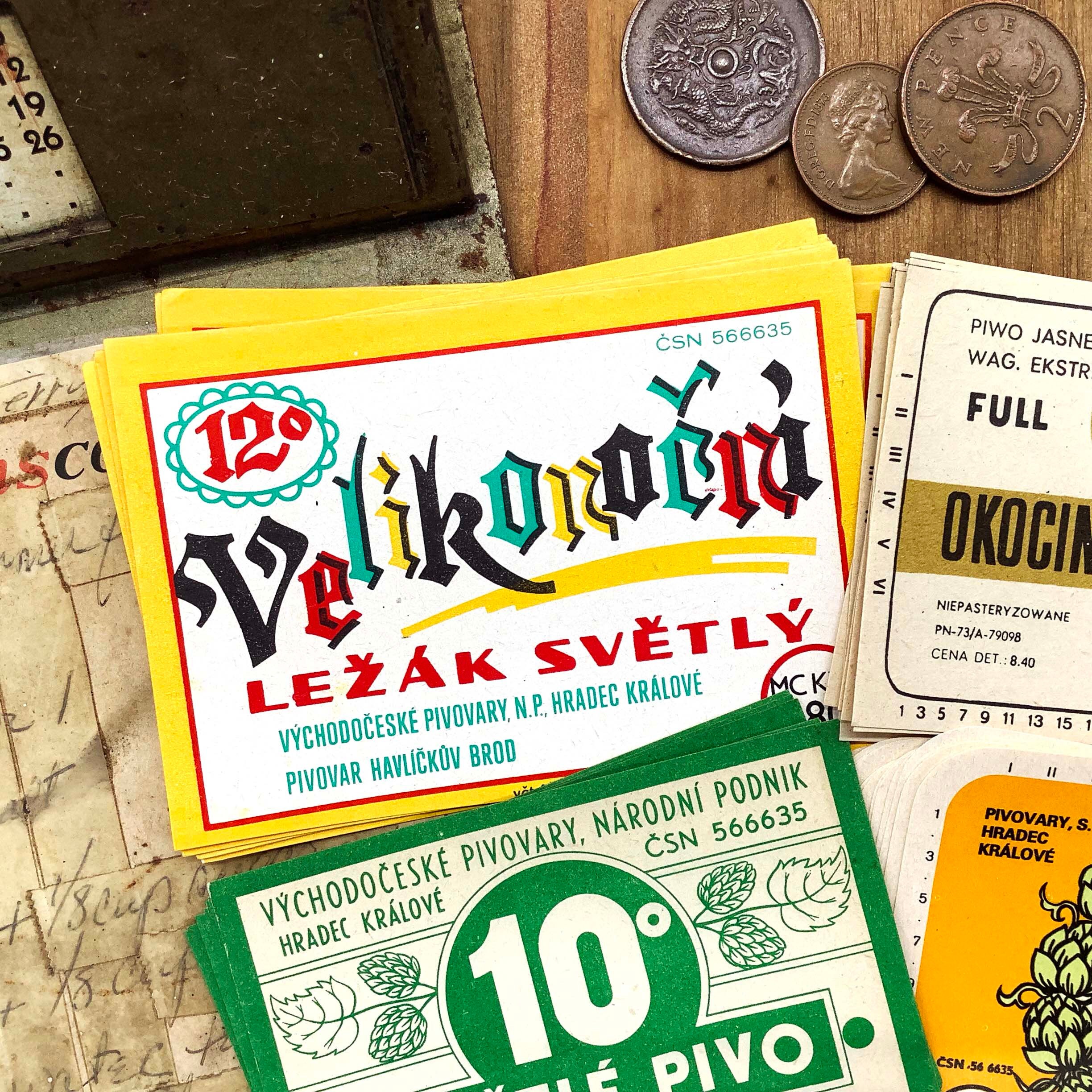 Vintage European Beer Labels Set of 4 Retro Beer Bottle Labels Paper ...