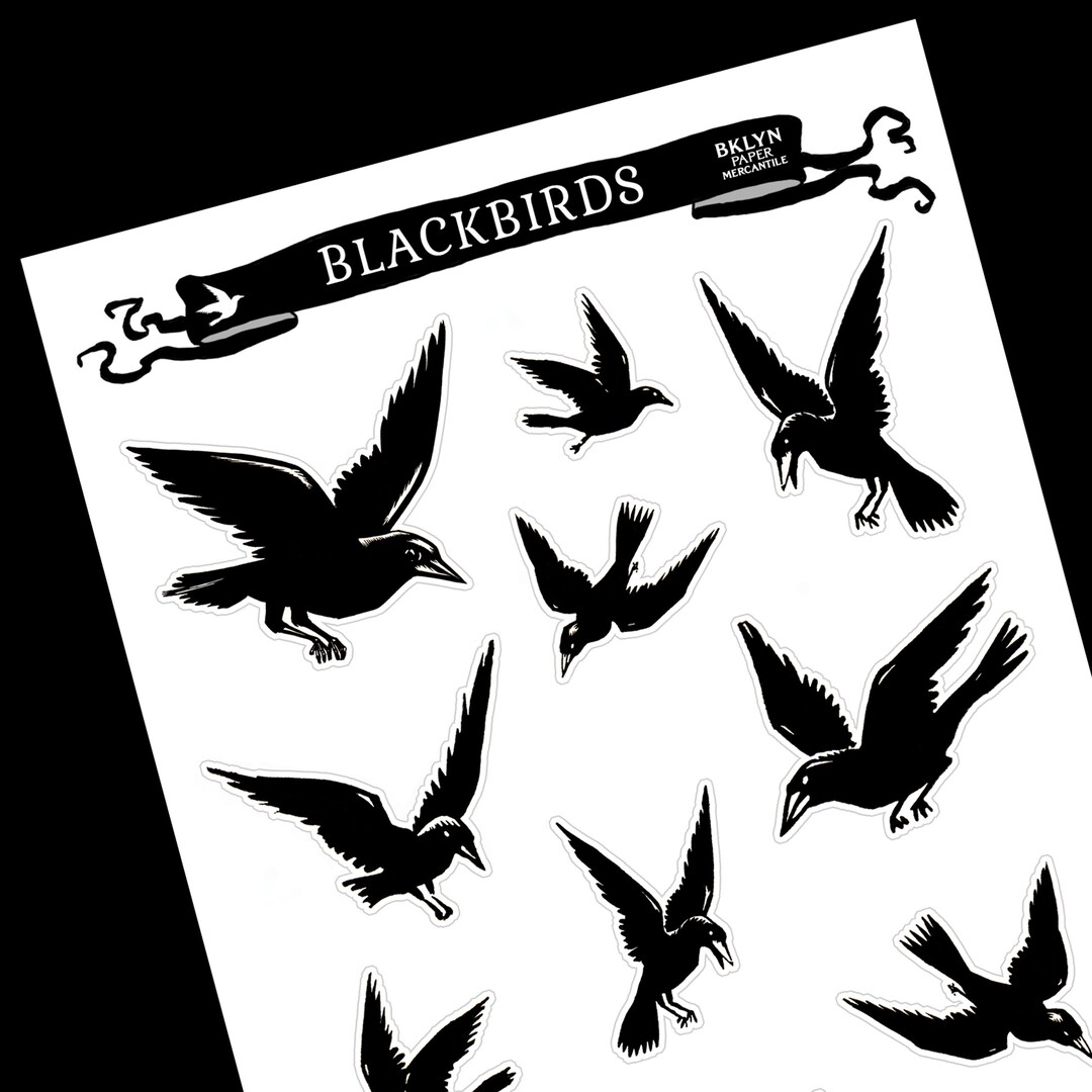 Blackbird Stickers Set of 24 Black Bird Raven Crow Stickers Vintage ...
