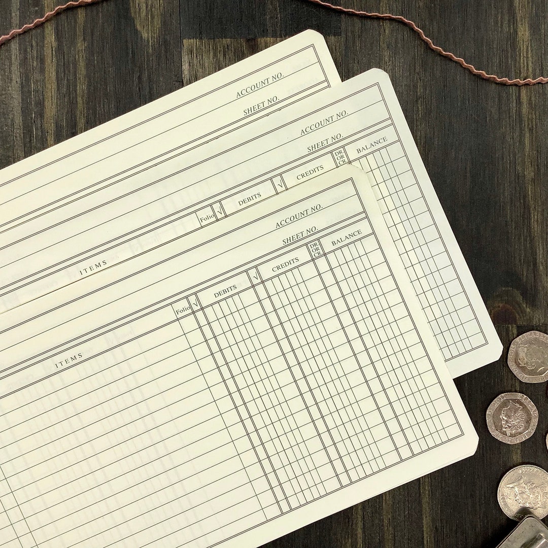 Vintage Ledger Sheets - Set of 10 | Retro Ledger Paper Pack | Junk ...