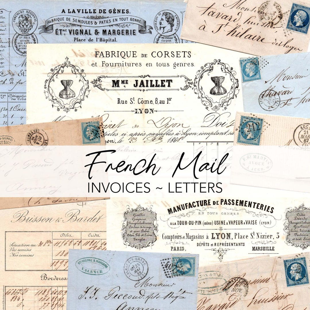 Antique FRENCH INVOICES LETTERS Digital Download | Corset, Semolina ...