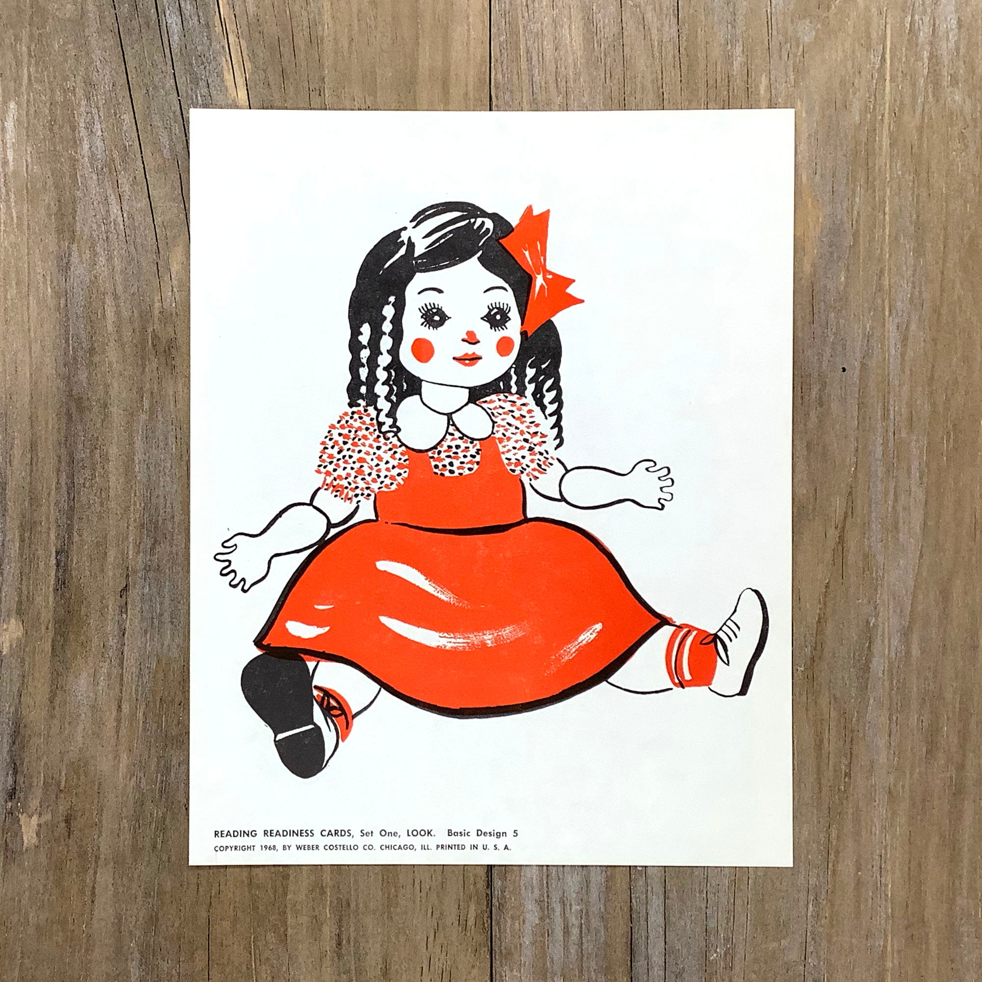 Large Vintage Doll Flash Card 1960s Flashcard for Room Decor Doll ...