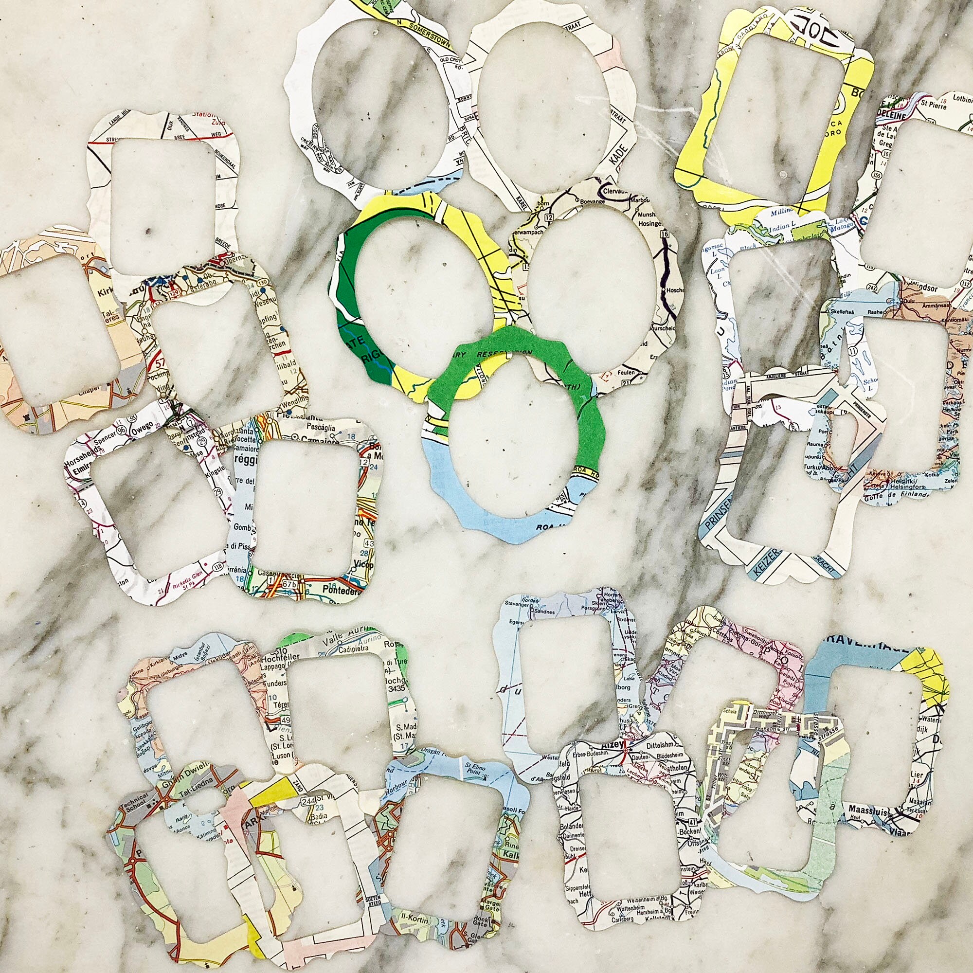 Die Cut Vintage Map Paper Frames Set of 10 Decorative Frames Travel ...