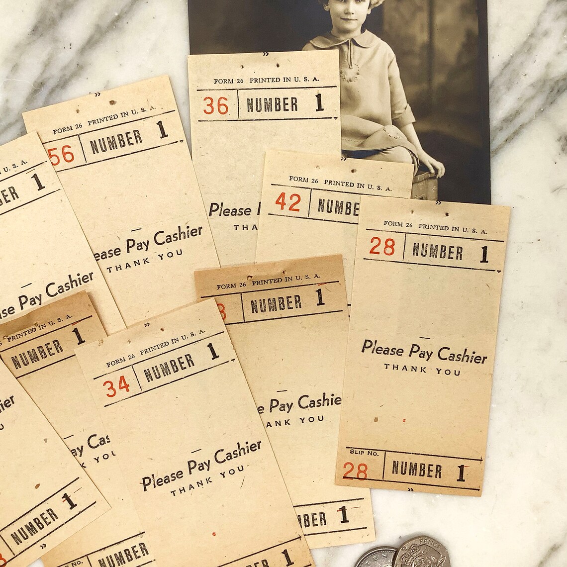 Vintage Barbershop Please Pay Cashier Tickets 1940s Set of 8 Barber ...