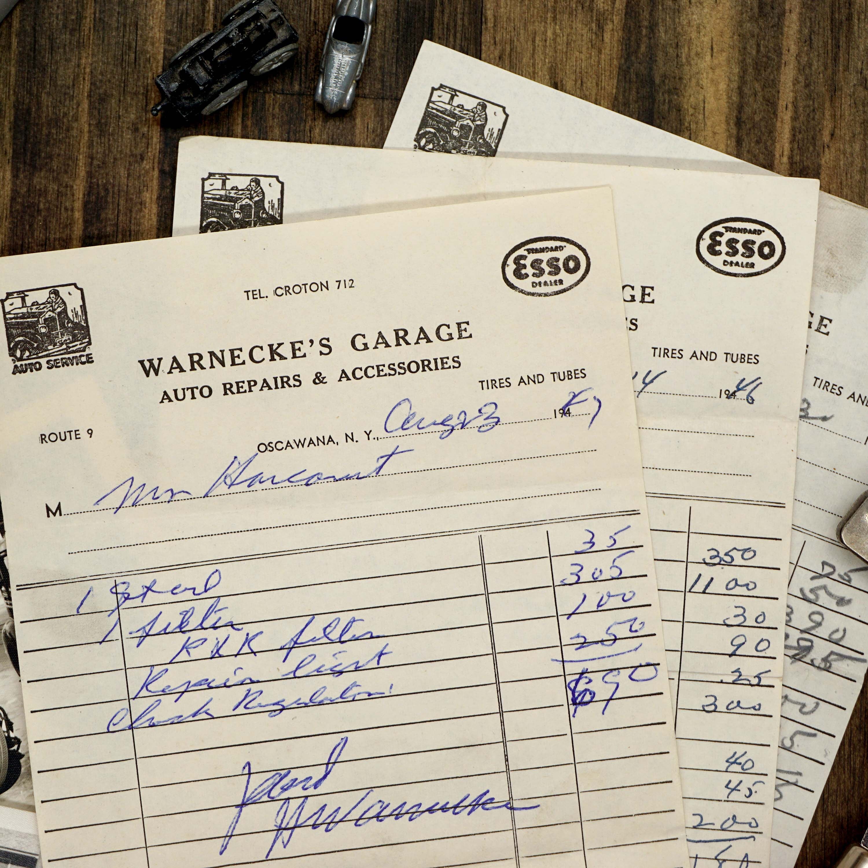 Vintage Handwritten Receipt 1940s Auto Garage Repair Service Invoice ...