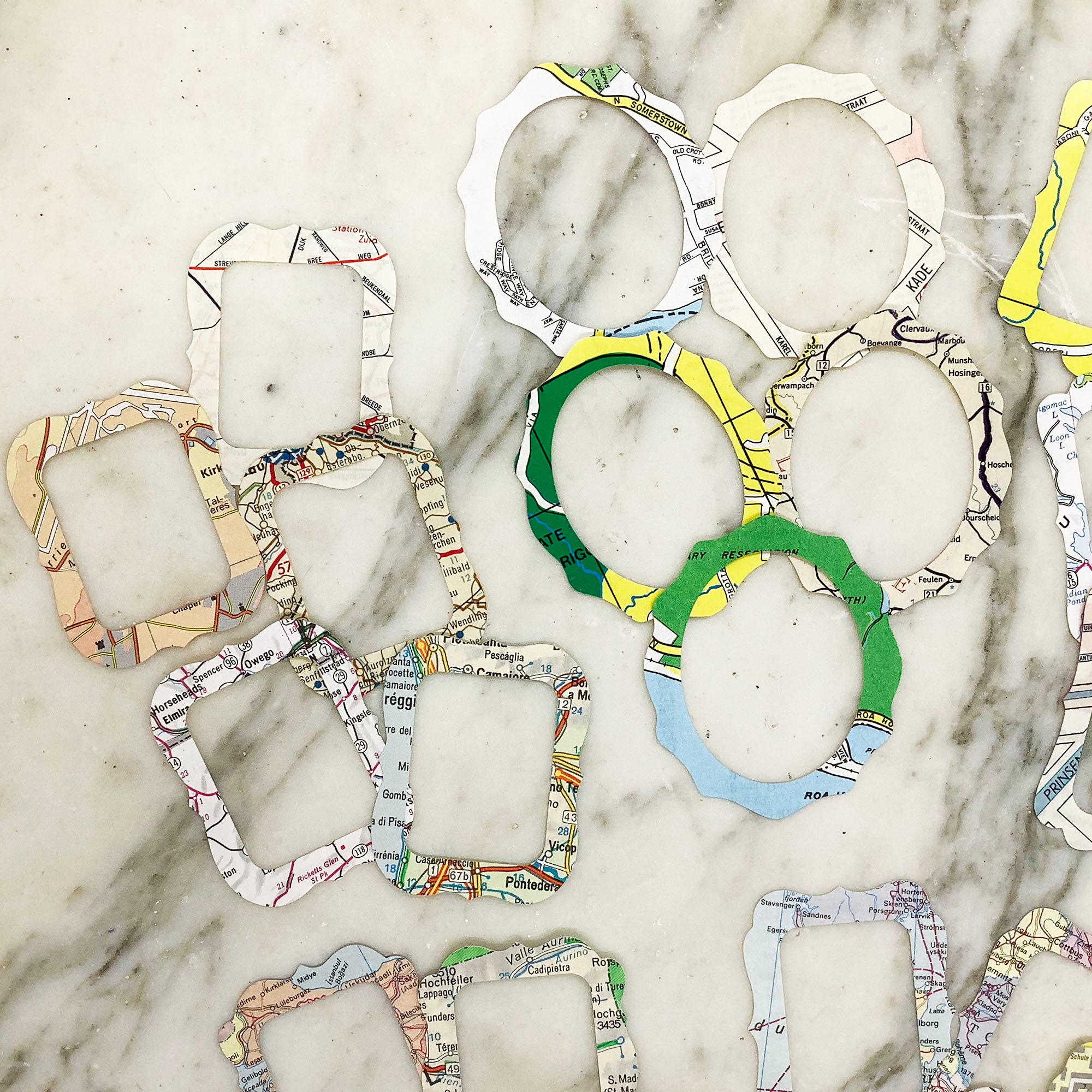 Die Cut Vintage Map Paper Frames Set of 10 Decorative Frames Travel ...