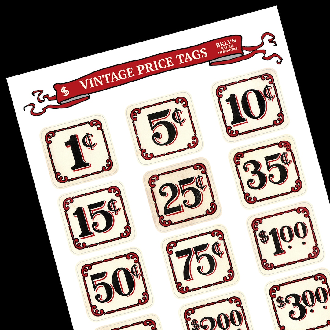 Price Tag Stickers - Set of 30 | Grocery Price Label Stickers | Vintage ...