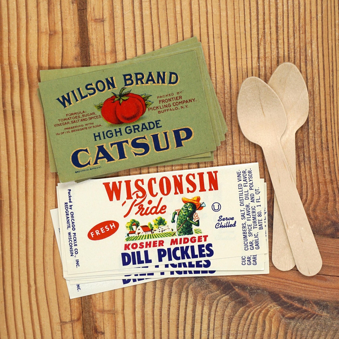 Vintage Catsup and Pickles Labels - Set of 2 | Food Labels | Paper for ...