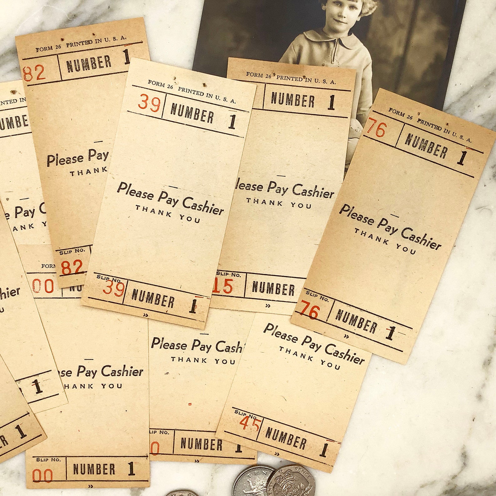 Vintage Barbershop Please Pay Cashier Tickets 1940s Set of 8 Barber ...