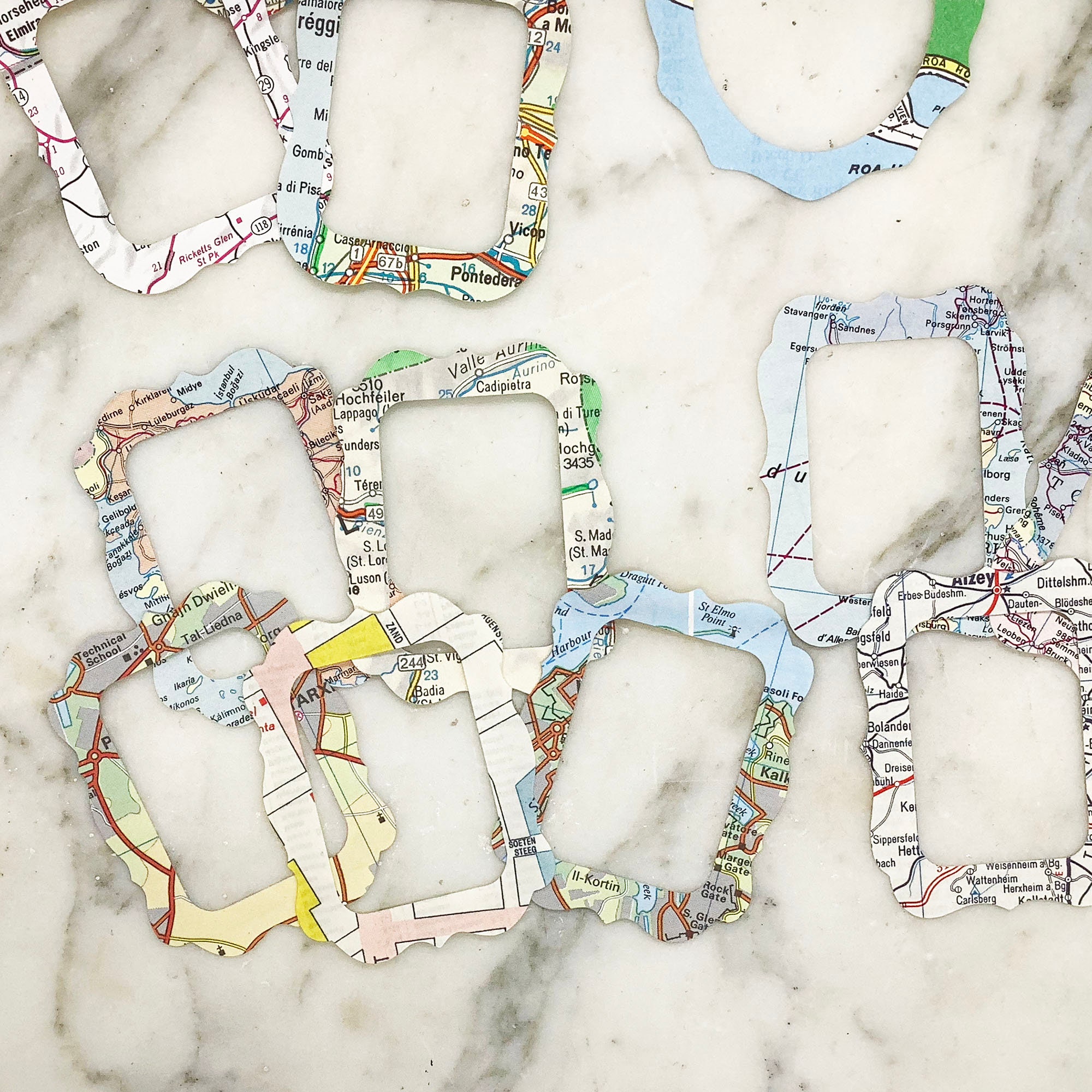 Die Cut Vintage Map Paper Frames Set of 10 Decorative Frames Travel ...